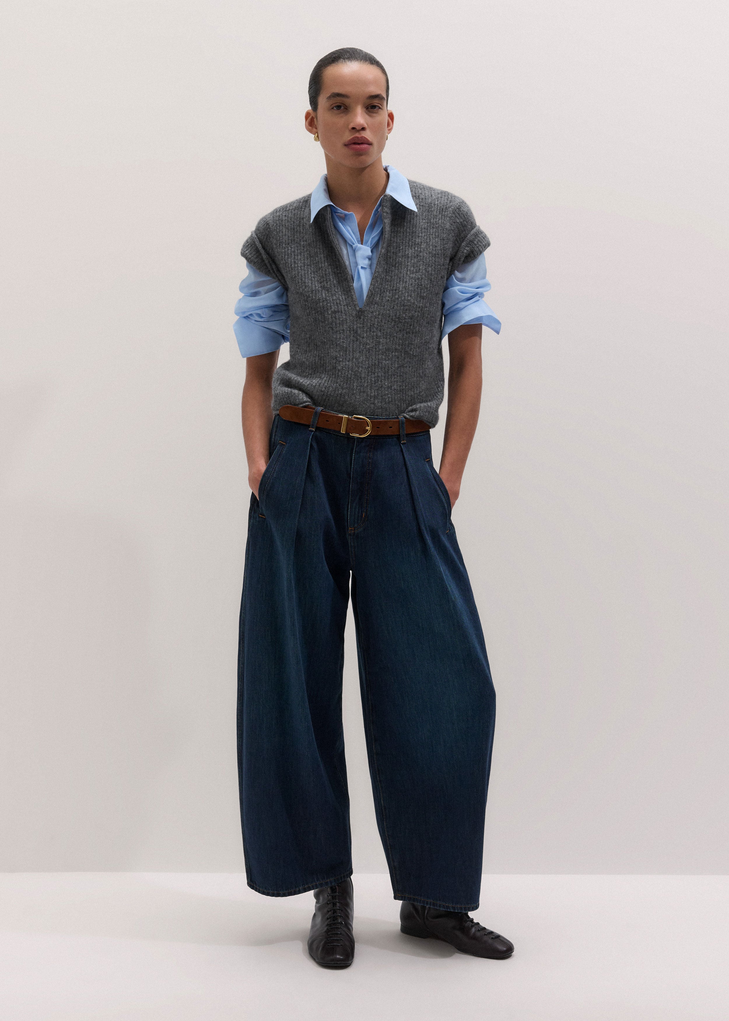 ME+EM Pleated Barrel Jean
